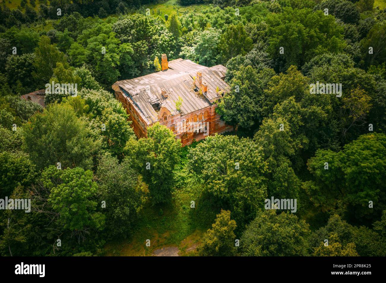 Dziemjanki, Gomel Region, Belarus. Aerial View Of Abandoned Dilapidated ...