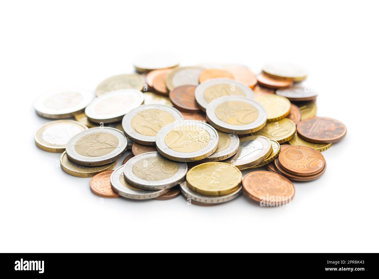 Euro coins isolated on white background Stock Photo - Alamy