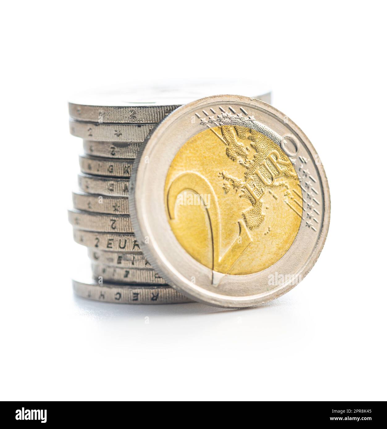 Stack of euro coins isolated on white background Stock Photo - Alamy