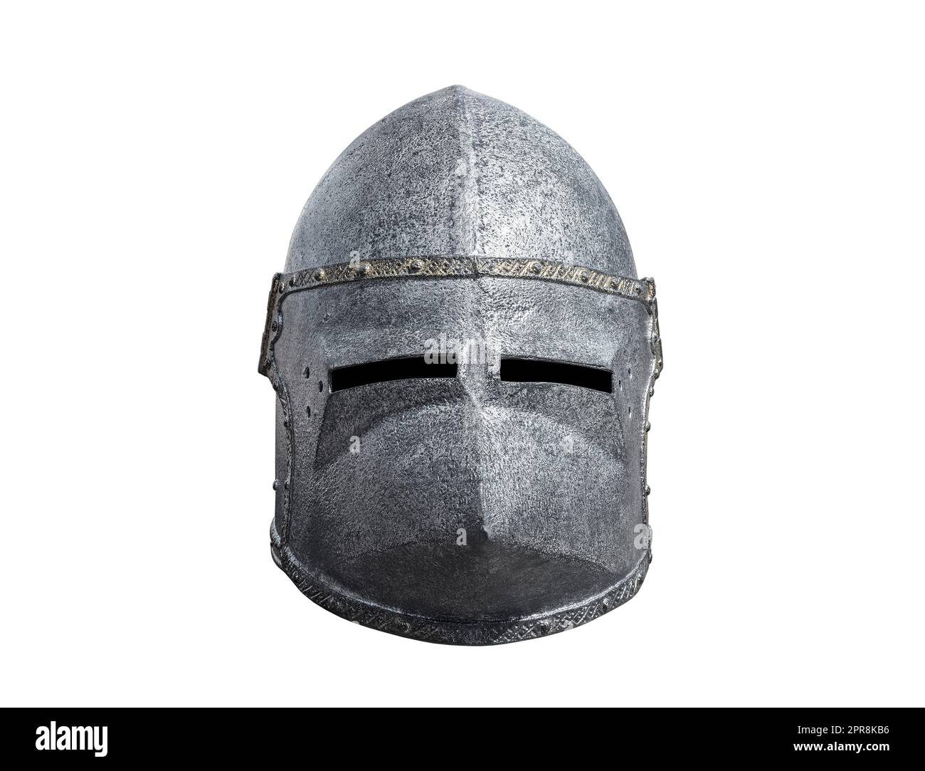 Medieval knight helmet isolated on white background with clipping path ...