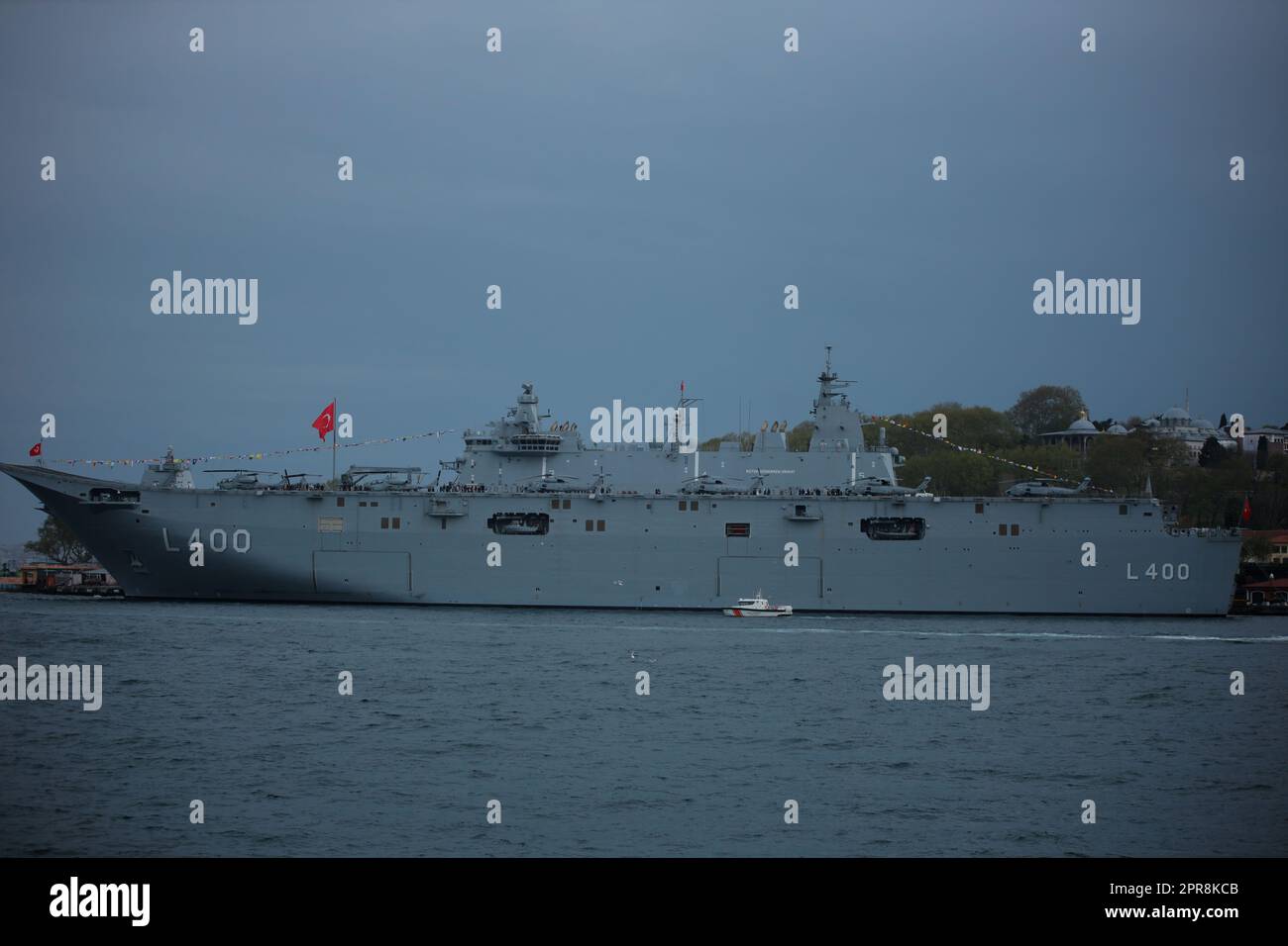 Istanbul, Istanbul, Turkey. 26th Apr, 2023. Turkey's largest warship TCG Anadolu L400 docked at ...