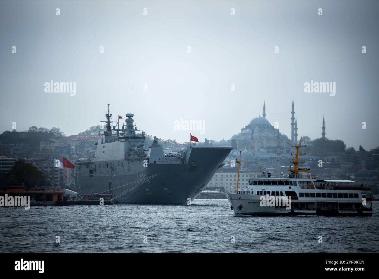 Istanbul, Istanbul, Turkey. 26th Apr, 2023. Turkey's largest warship TCG Anadolu L400 docked at ...