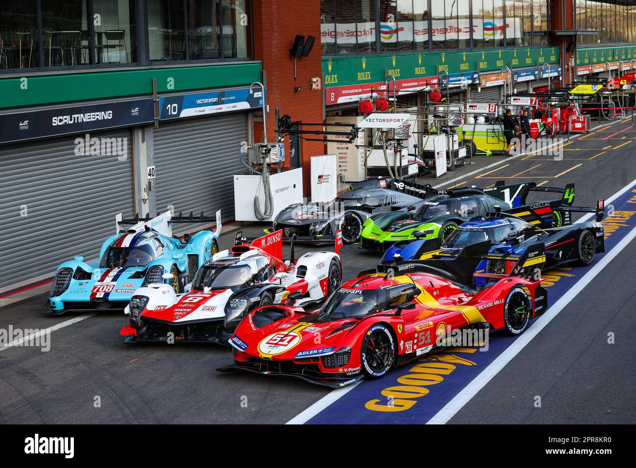 Stavelot, Belgium - 26/04/2023, All the Hypercars line up: 08 BUEMI ...