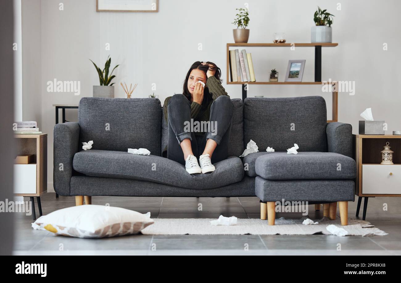 Woman home alone scared hi-res stock photography and images - Alamy