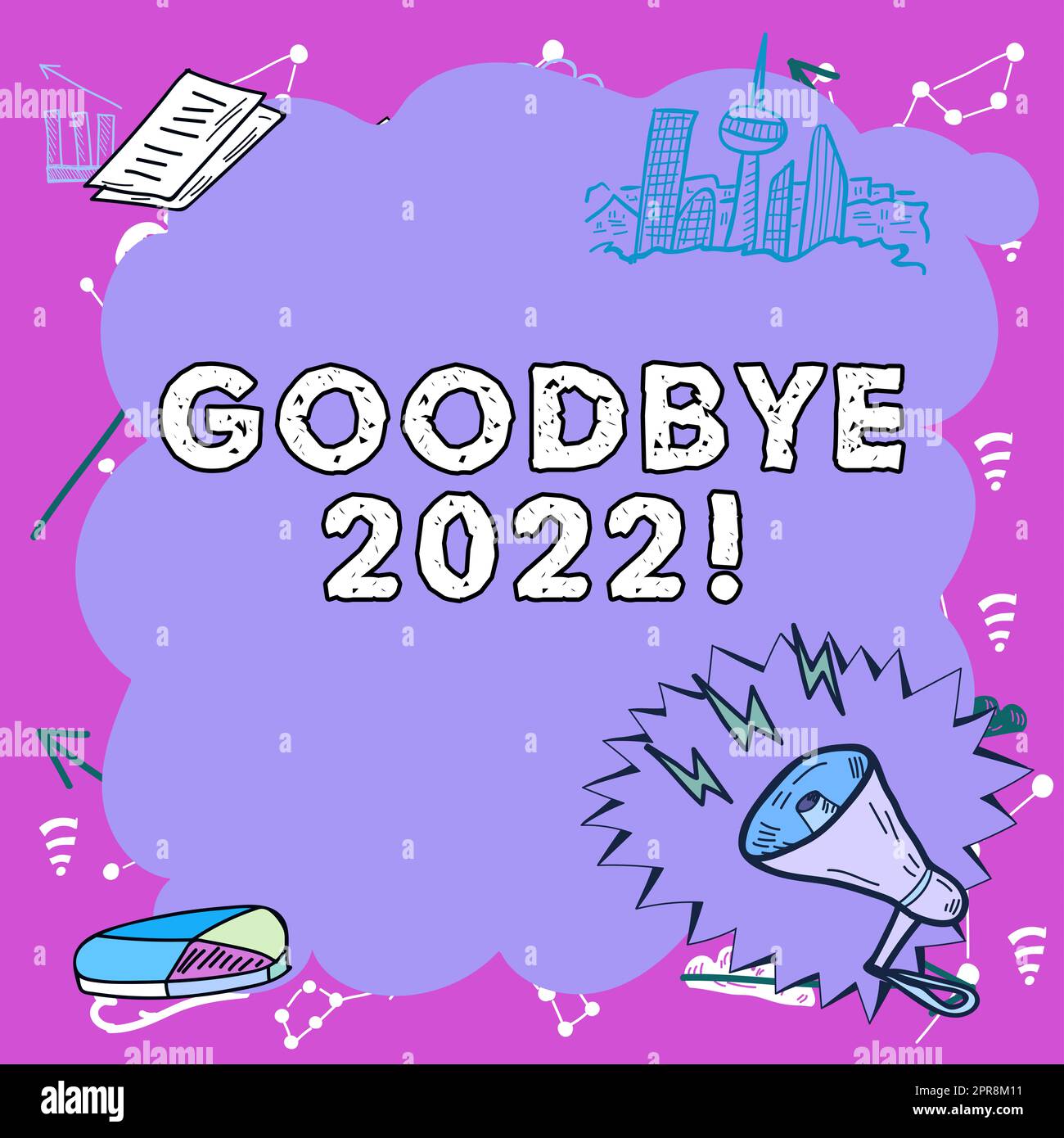Hand writing sign Goodbye 2022, Business idea New Year Eve Milestone ...