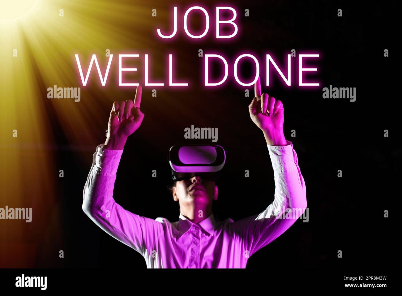 Text caption presenting Job Well Done. Word for Well Performed You did ...