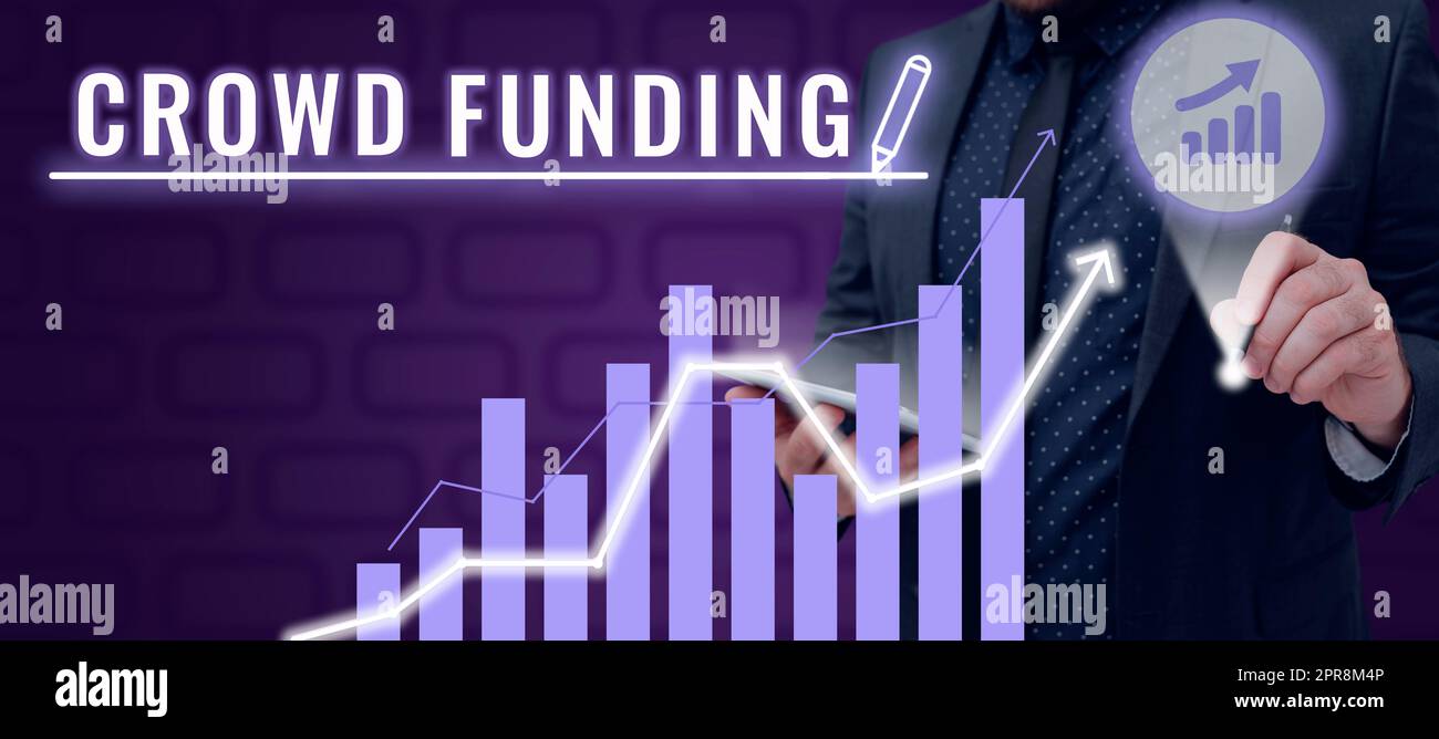 Text caption presenting Crowd Funding. Business approach Fundraising ...