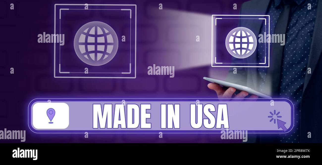 Sign displaying Made In Usa. Conceptual photo American brand United ...