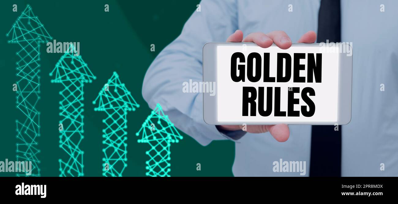 Inspiration showing sign Golden Rules. Business approach Basic ...