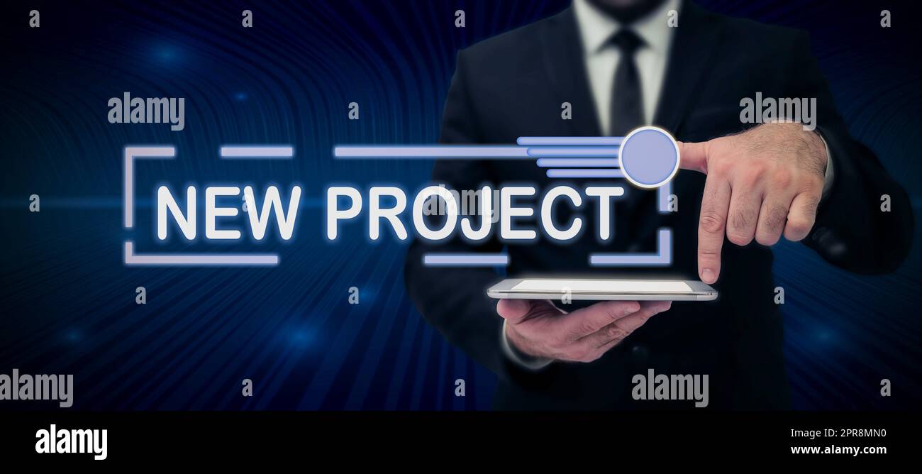 Hand writing sign New Project. Business idea individual enterprise that ...