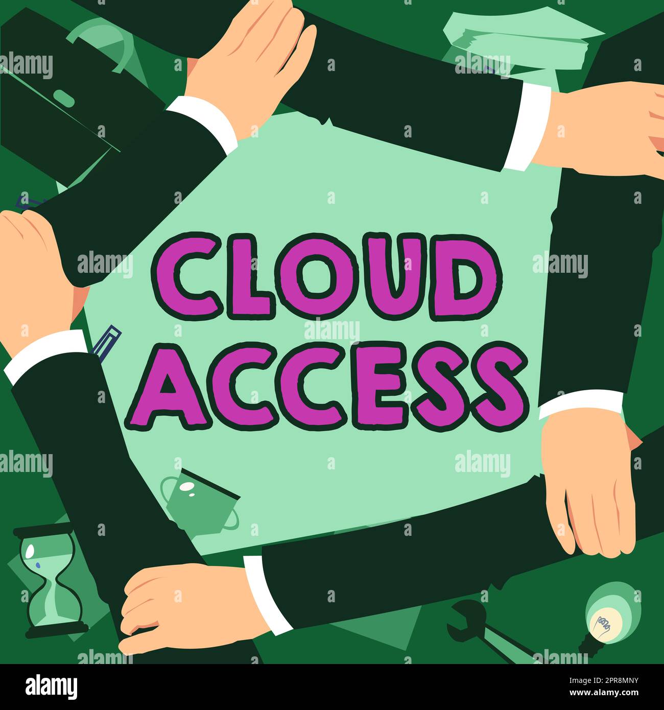 Handwriting text Cloud Access. Business overview Software tool between ...