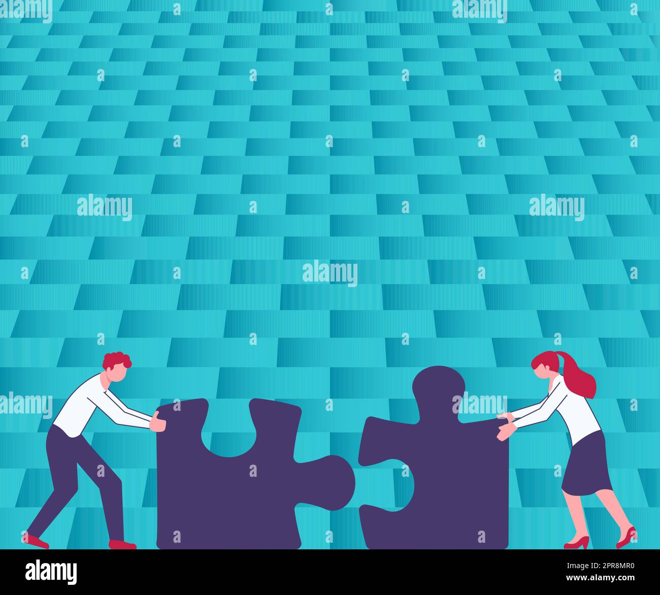 Colleagues Conencting Two Pieces Of Jigsaw Puzzle Together Showing ...