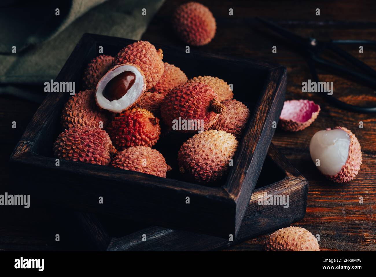 Small Box of Fresh Lychees Stock Photo - Alamy