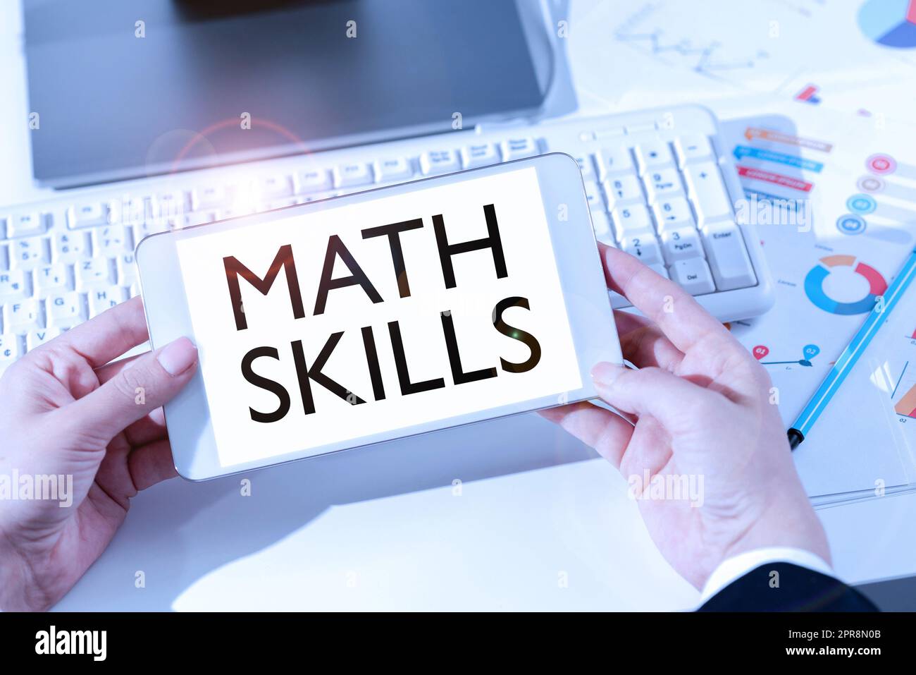 Hand writing sign Math Skills. Business approach starting to learn how ...