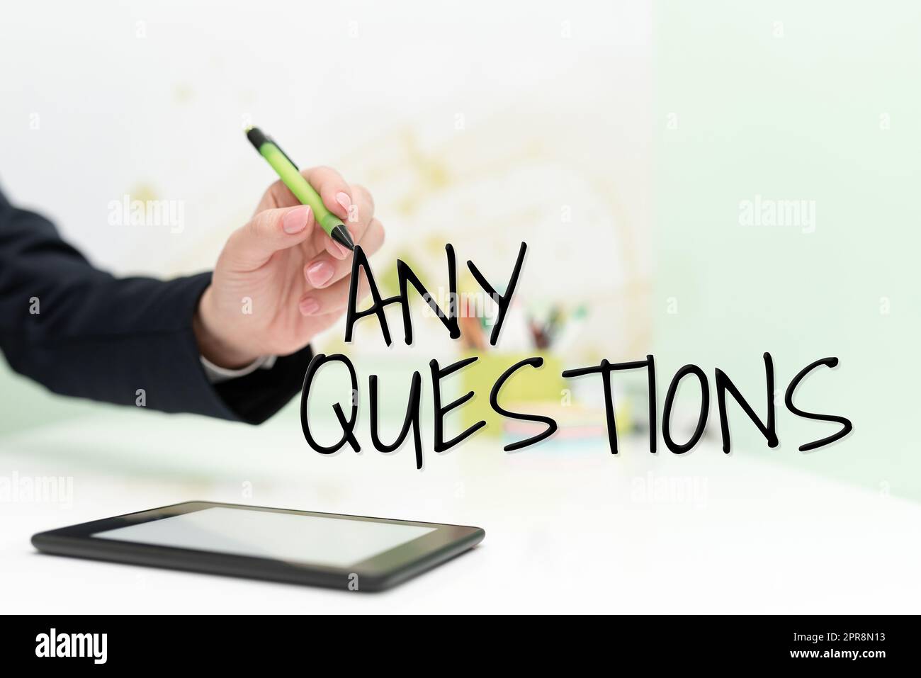 Sign displaying Any Questions. Business showcase Clueless Blank face ...