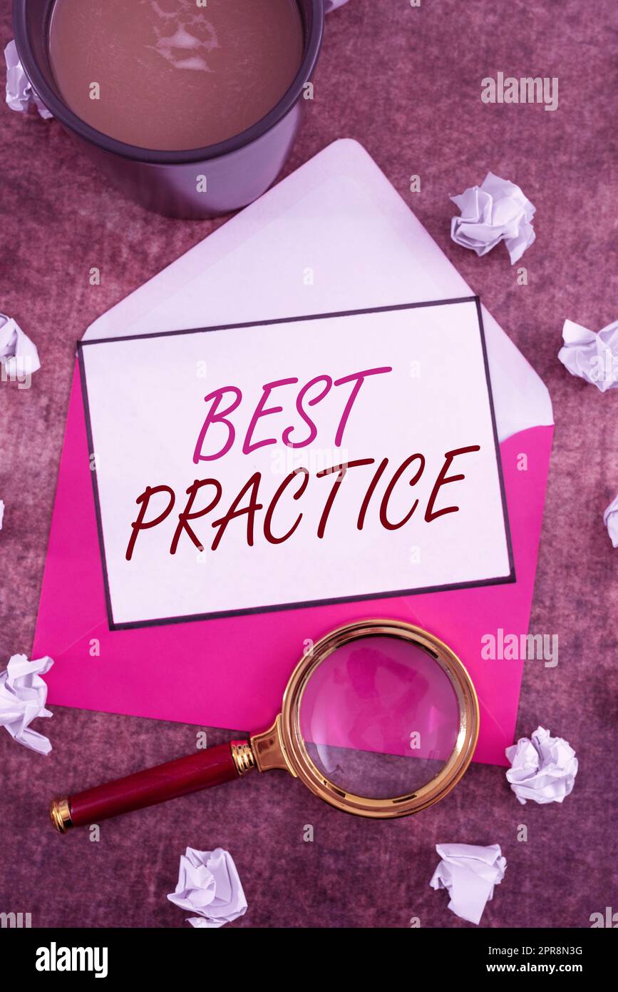 Text showing inspiration Best Practice. Internet Concept Method ...