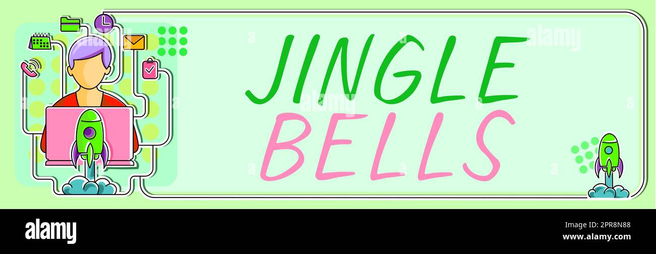 Hand writing sign Jingle Bells. Business overview Most famous ...