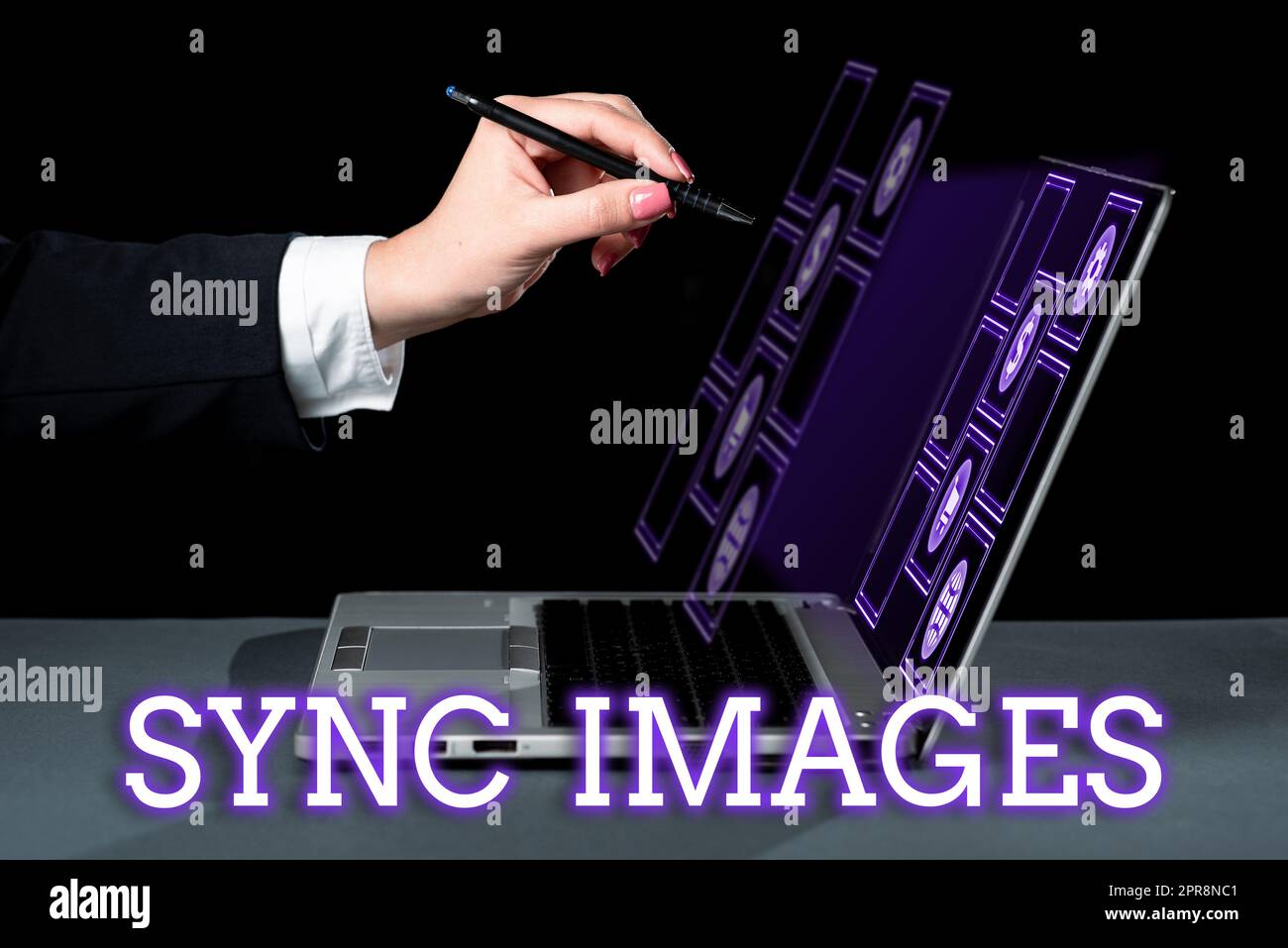 Text sign showing Sync Images. Business showcase Making photos ...