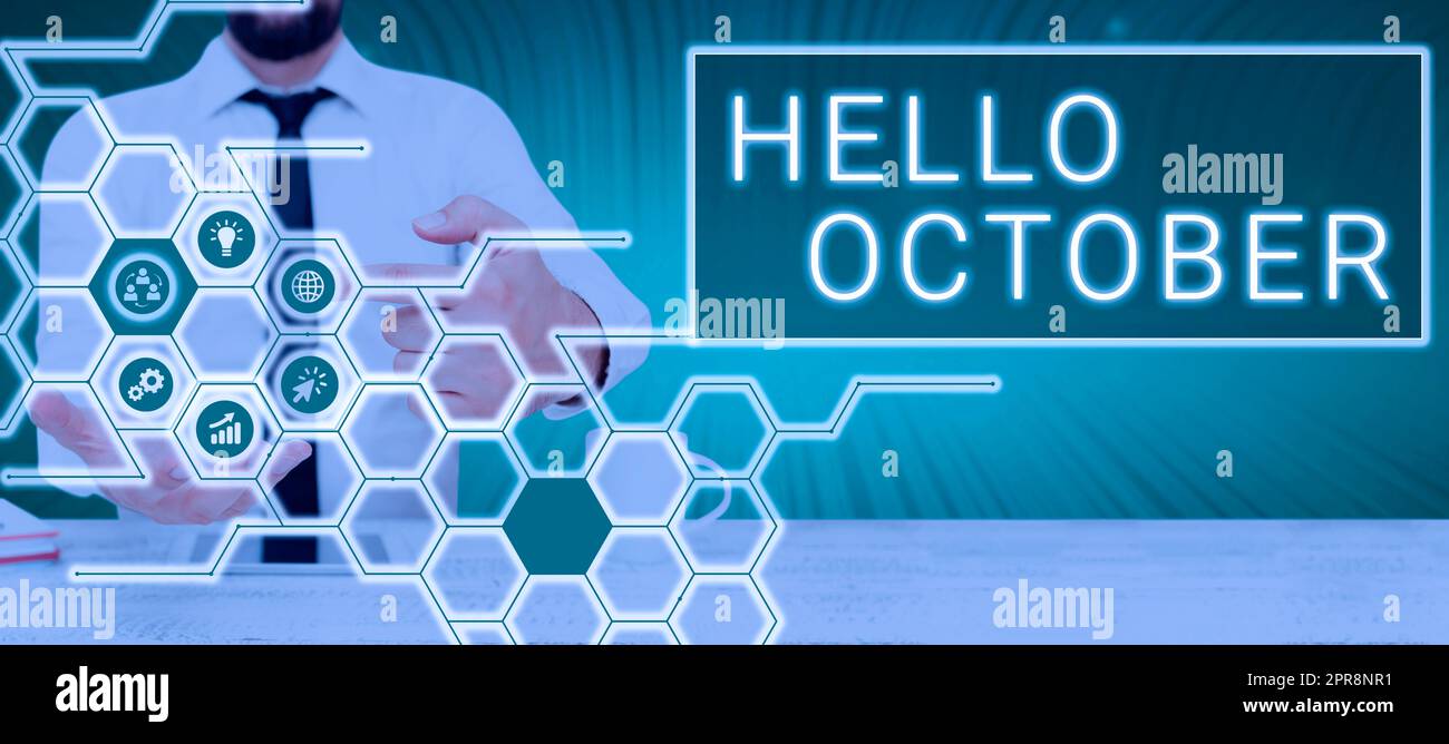 Text showing inspiration Hello October. Business concept Last Quarter ...