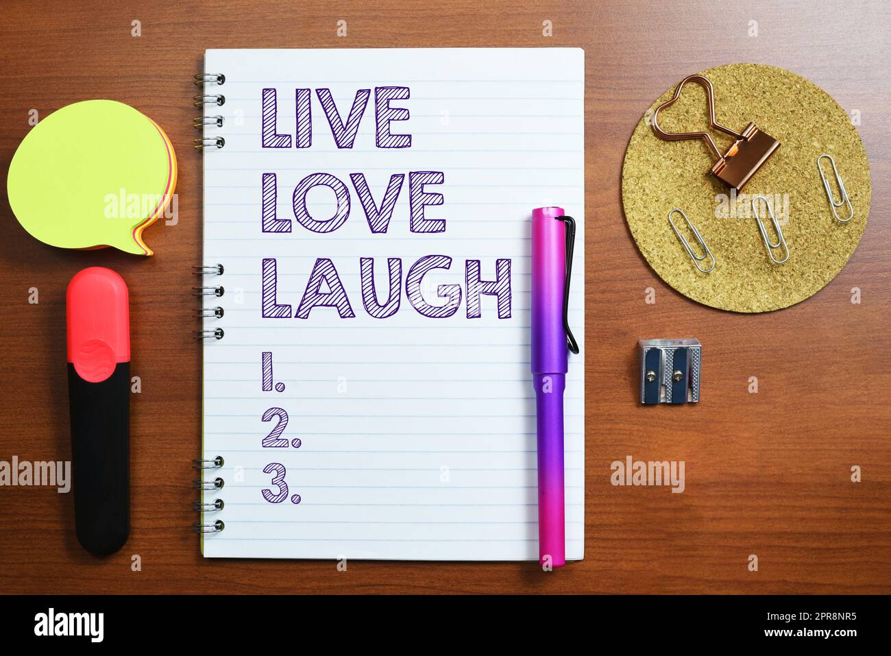 Text caption presenting Live Love Laugh. Business overview Be inspired ...