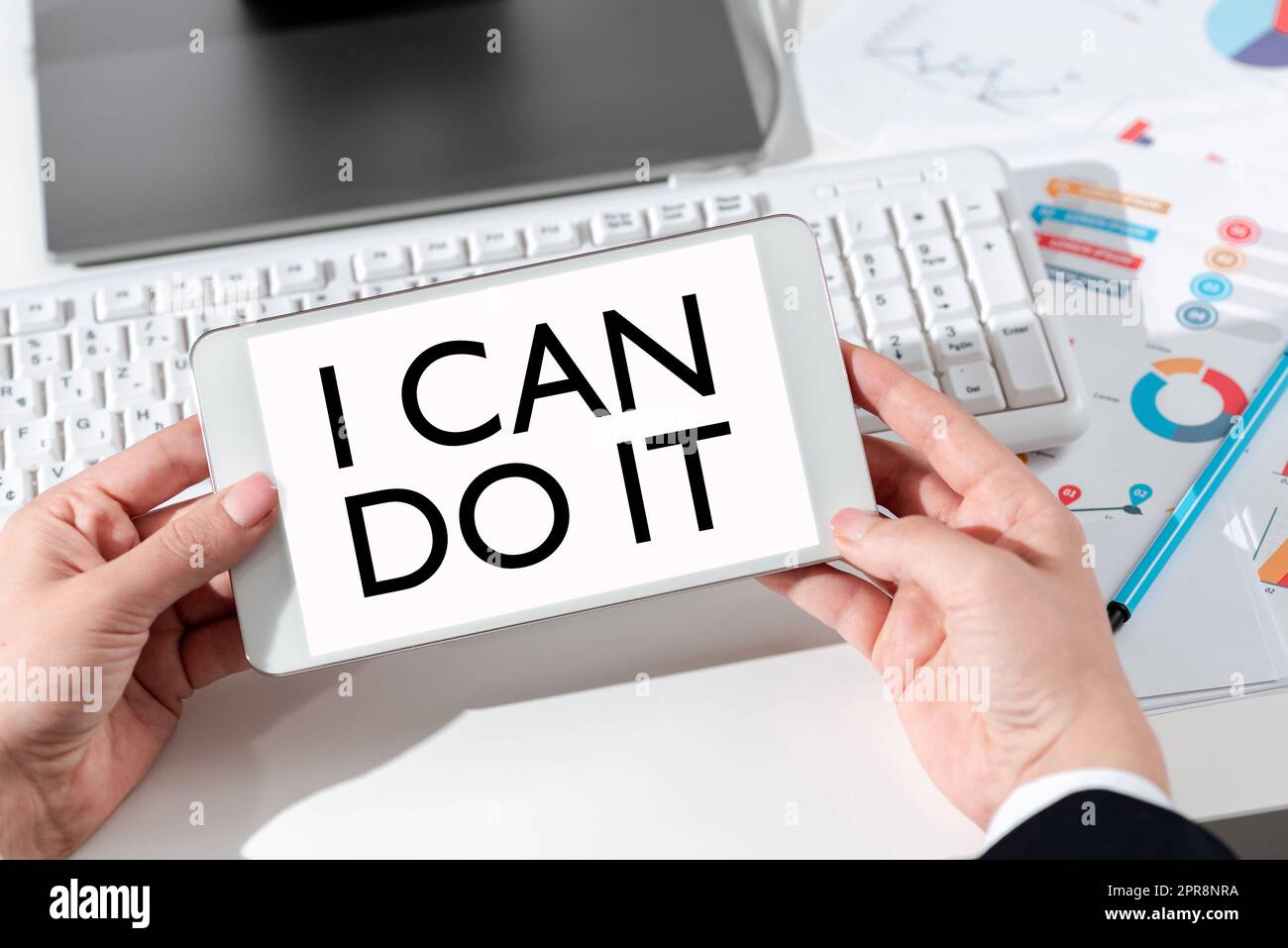 Text sign showing I Can Do It. Conceptual photo ager willingness to ...