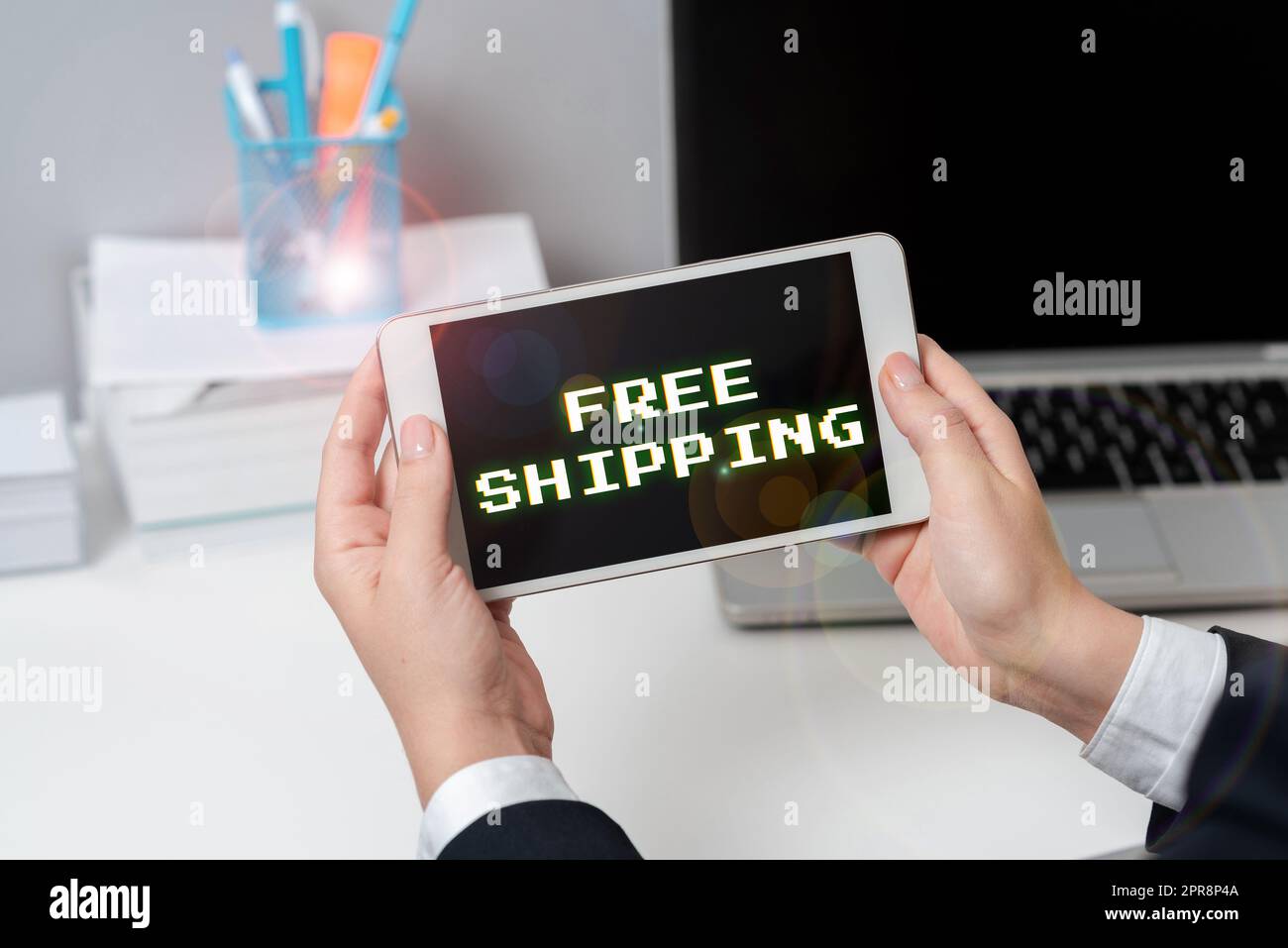 Writing displaying text Free Shipping. Concept meaning Freight Cargo Consignment Lading Payload ...