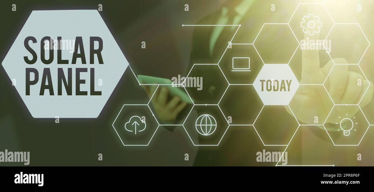 Text Showing Inspiration Solar Panel Concept Meaning Designed To Absorb Suns Rays Source Of