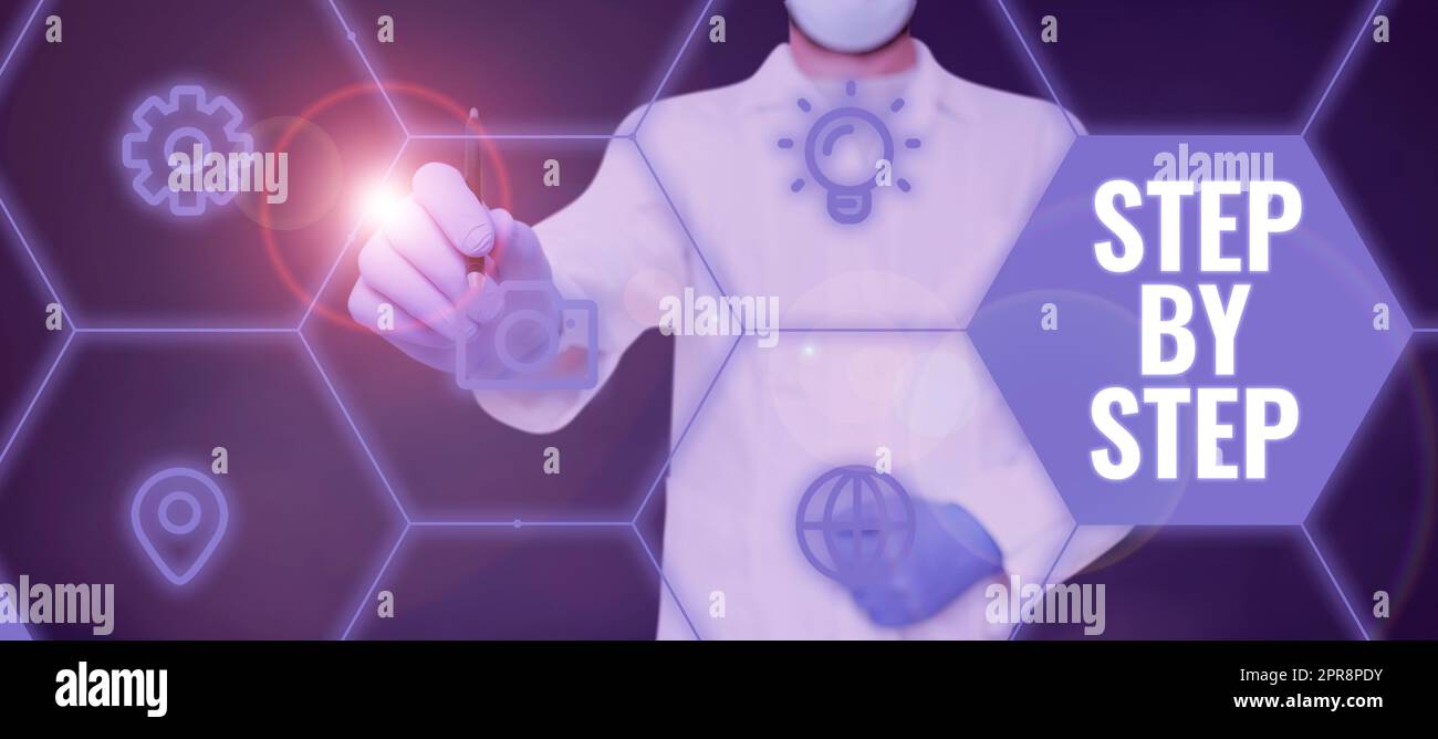 Text showing inspiration Step By Step. Word Written on Slow progress ...