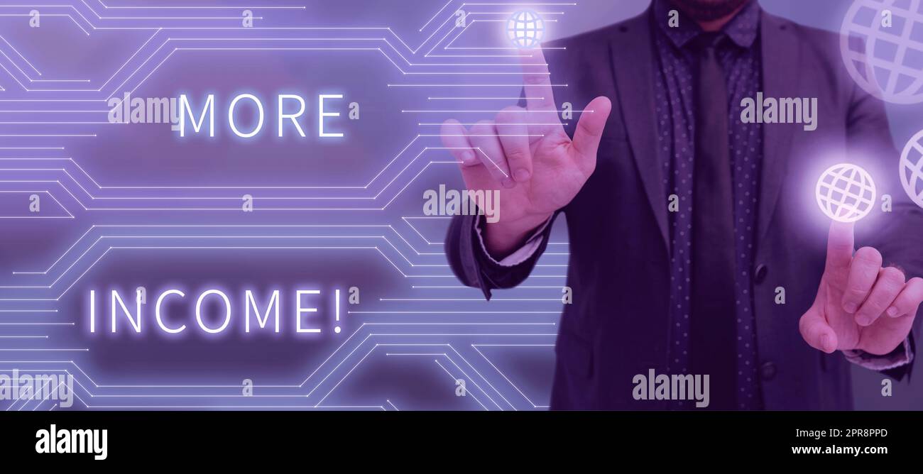 Hand writing sign More Income. Business concept Additional money ...