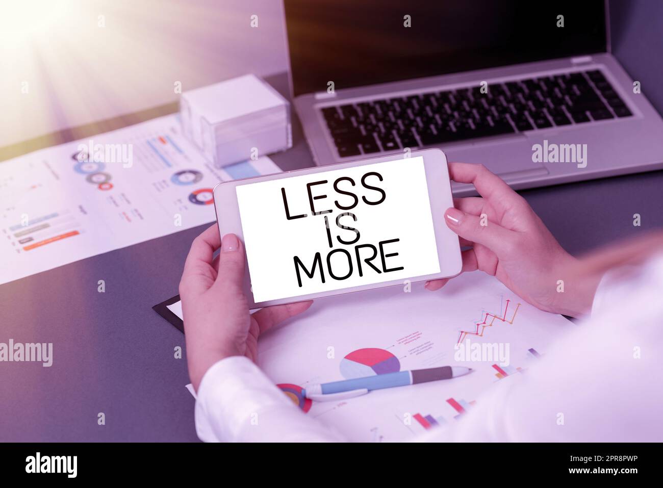 Conceptual display Less Is More. Word Written on Minimalist approach to ...