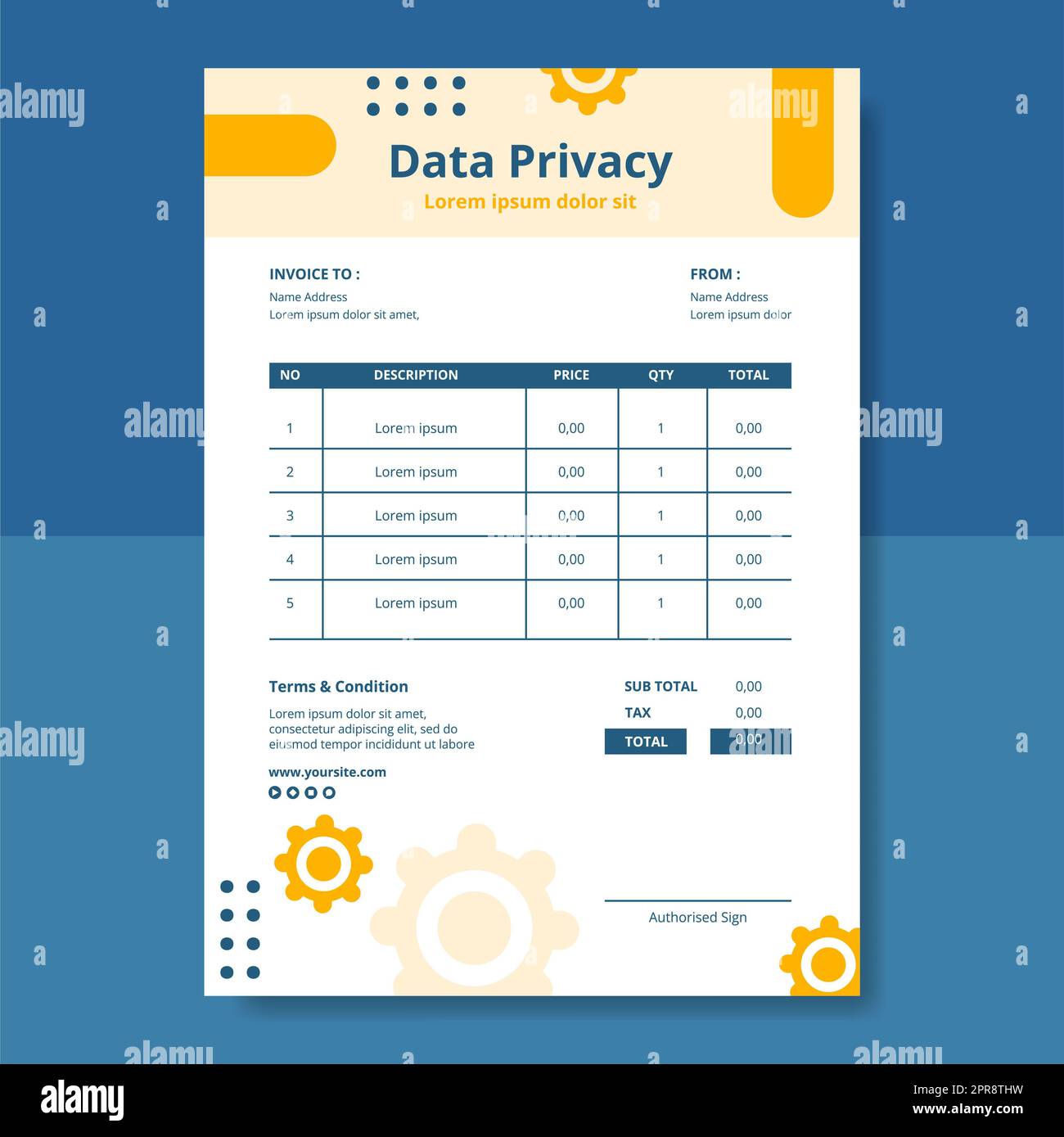 Data Privacy Invoice Template Flat Cartoon Background Vector ...