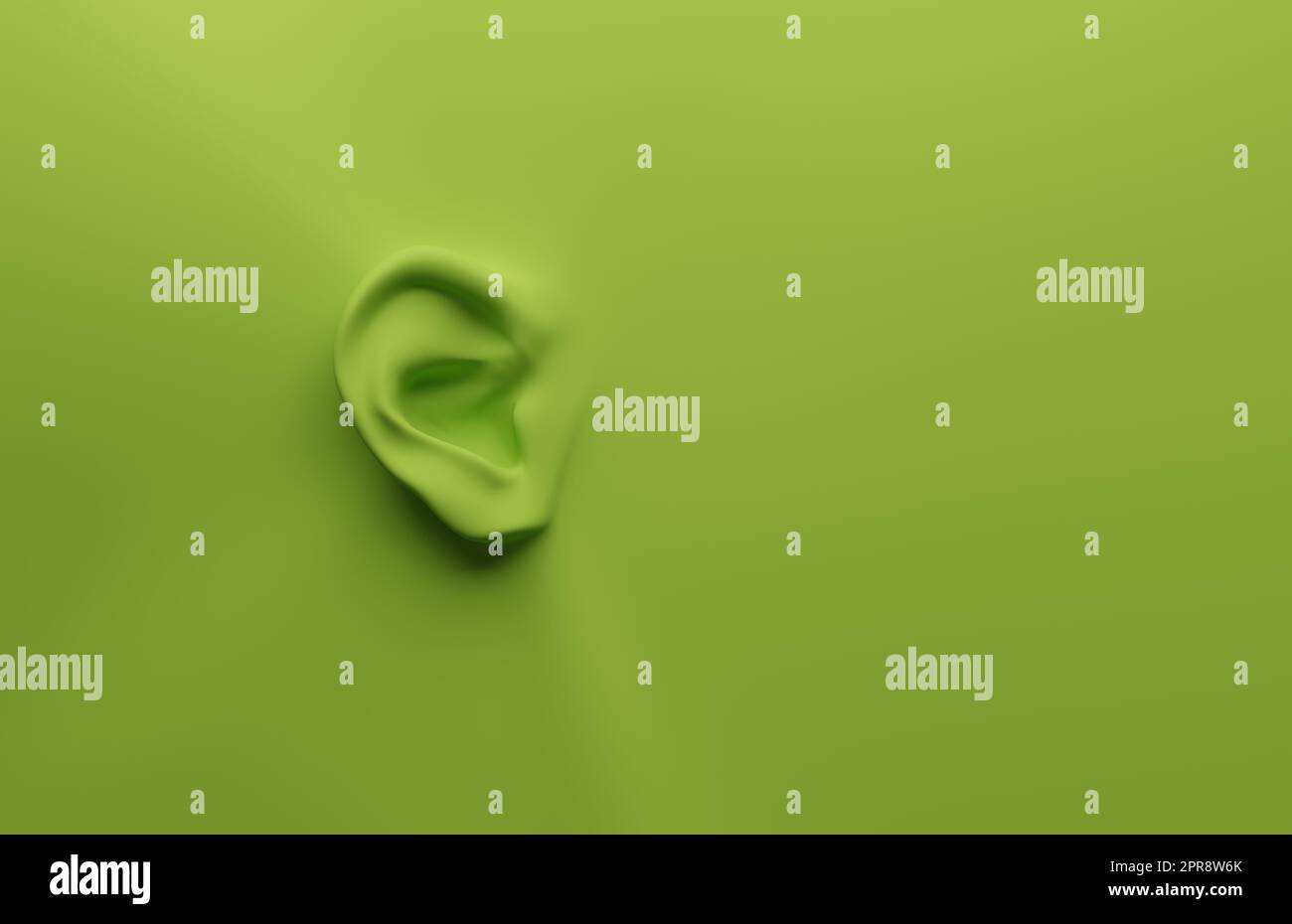 Green ear on a green background, health care or alertness concept, 3d ...