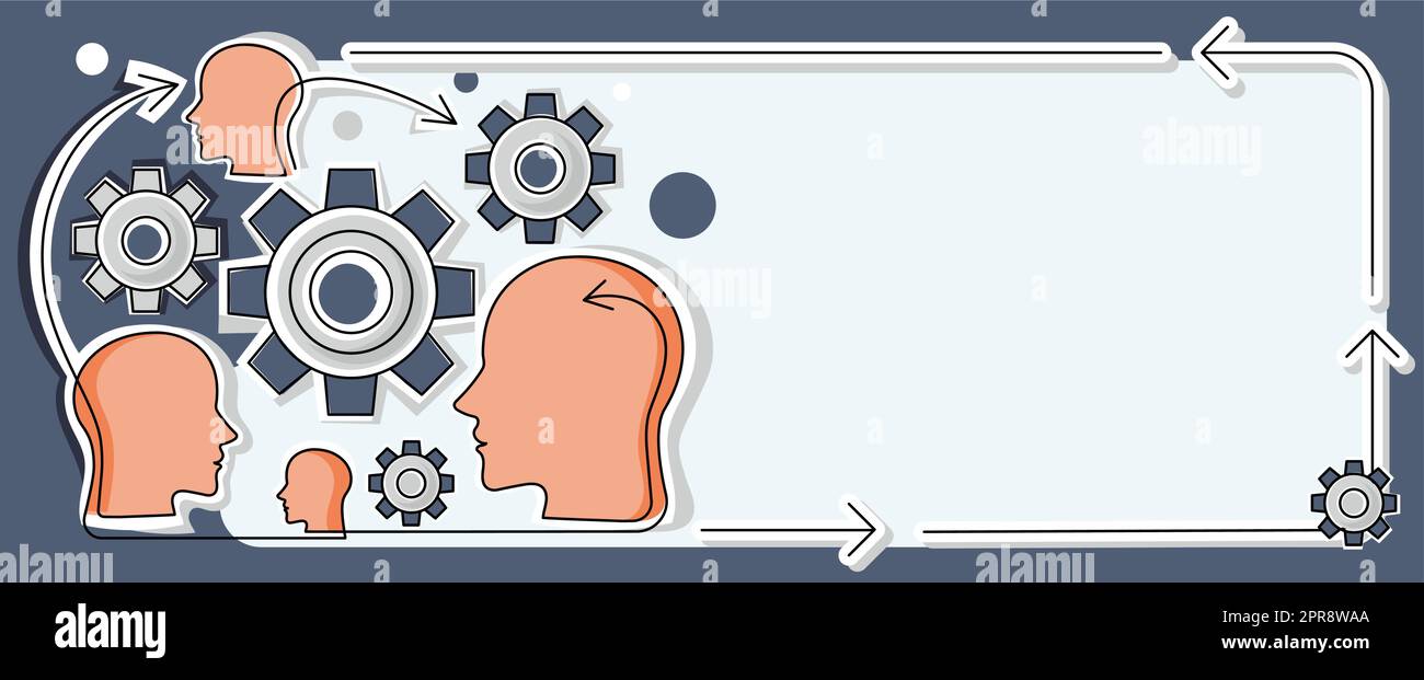 Multiple Heads With Cogs Showing Technology Ideas. Gears In Brain ...