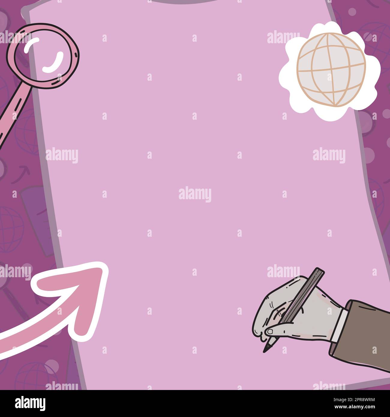 Handwriting On A Blank Sheet With Magnifying Lens, Upward Arrows And ...