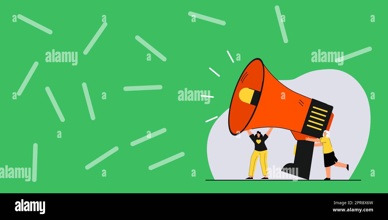 Group Of People Drawing Holding Their Megaphones Talking And Sharing ...