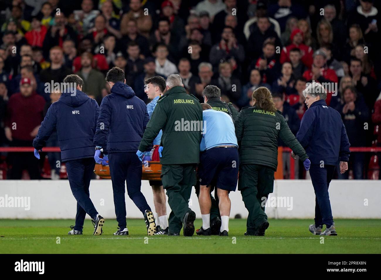 Nottingham Forest’s Neco Williams is stretchered off after colliding ...
