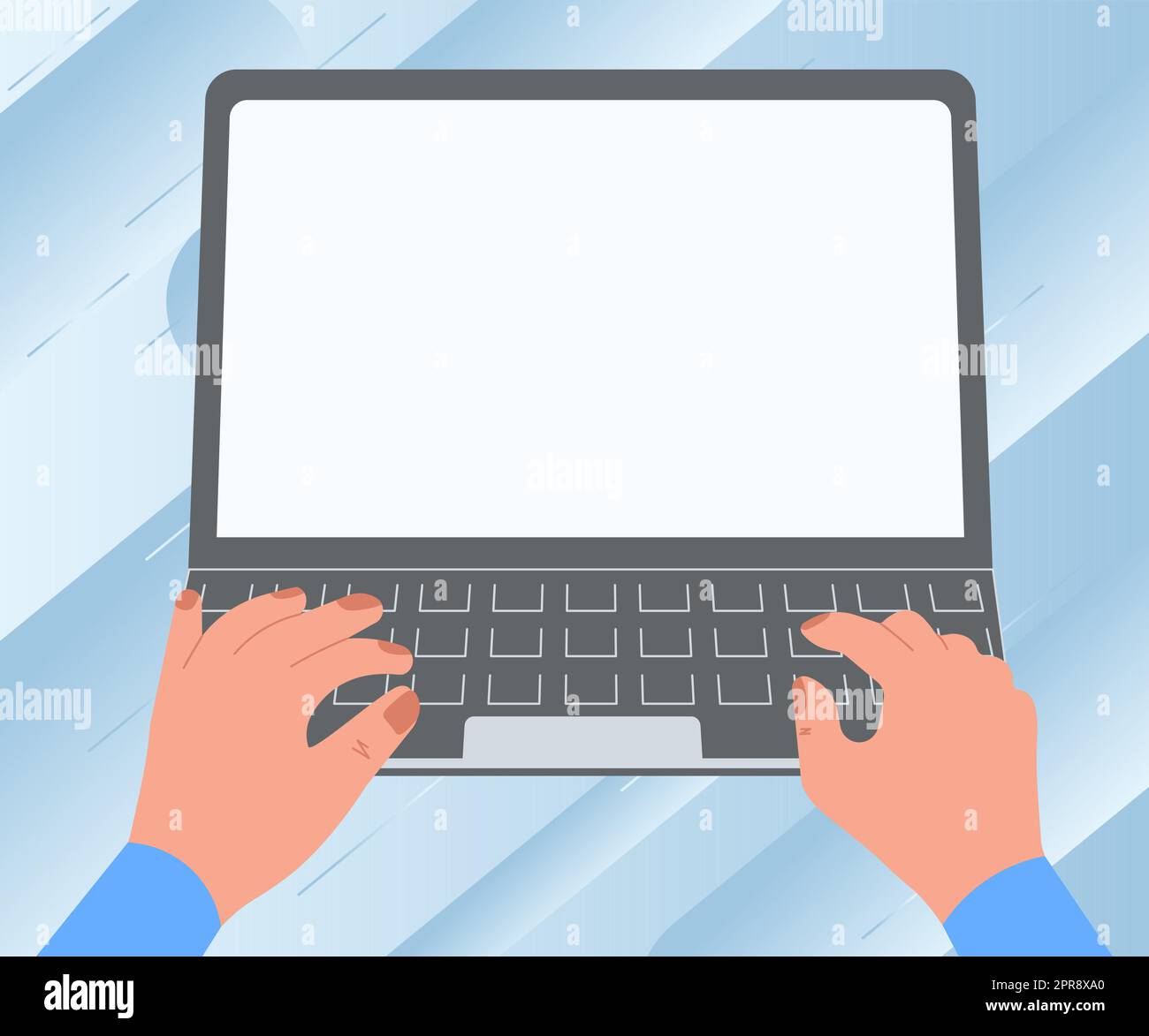 Illustration Of A Busy Hand Working On Laptop Searching For New ...