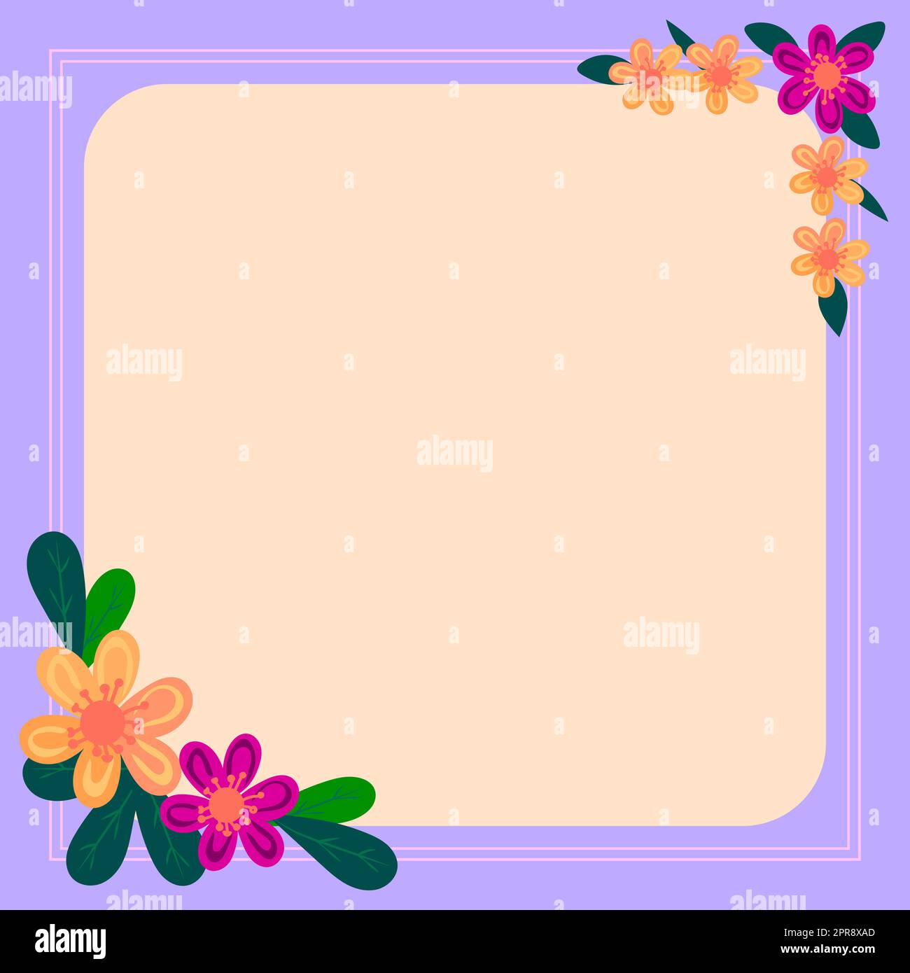 Frame With Leaves And Flowers Around And Important Announcements Inside ...