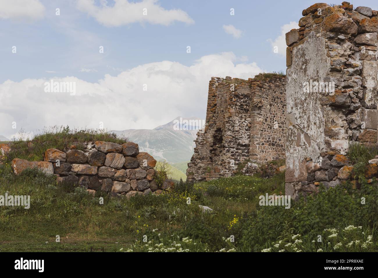 Akhalkalaki castle ruins of an medieval watchtowers with Didi Abuli ...