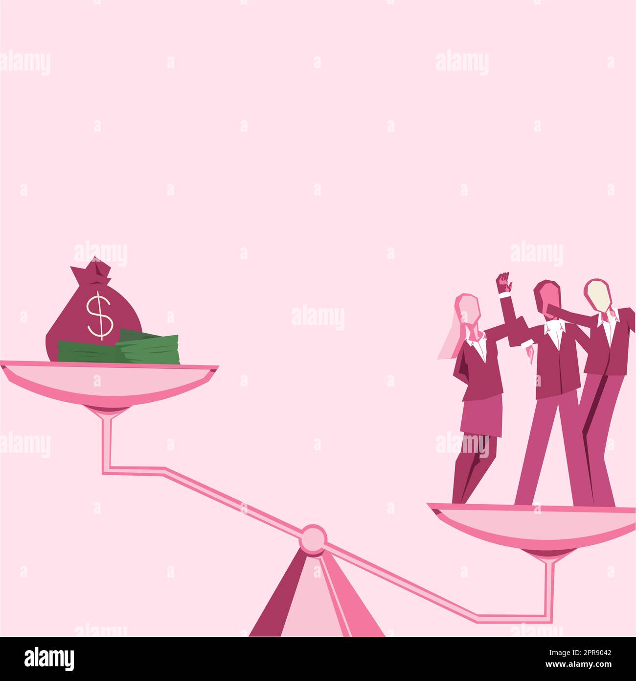 Weight scale presenting workers value over money. Colleagues achieving ...