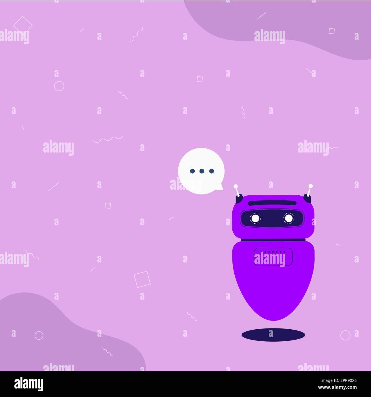 Illustration Of Cute Floating Robot Telling Us New Wonderful ...