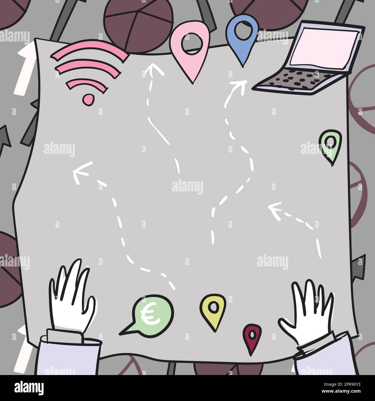 Hands On Blueprint With Routes And Ways Leading To Wireless Internet ...