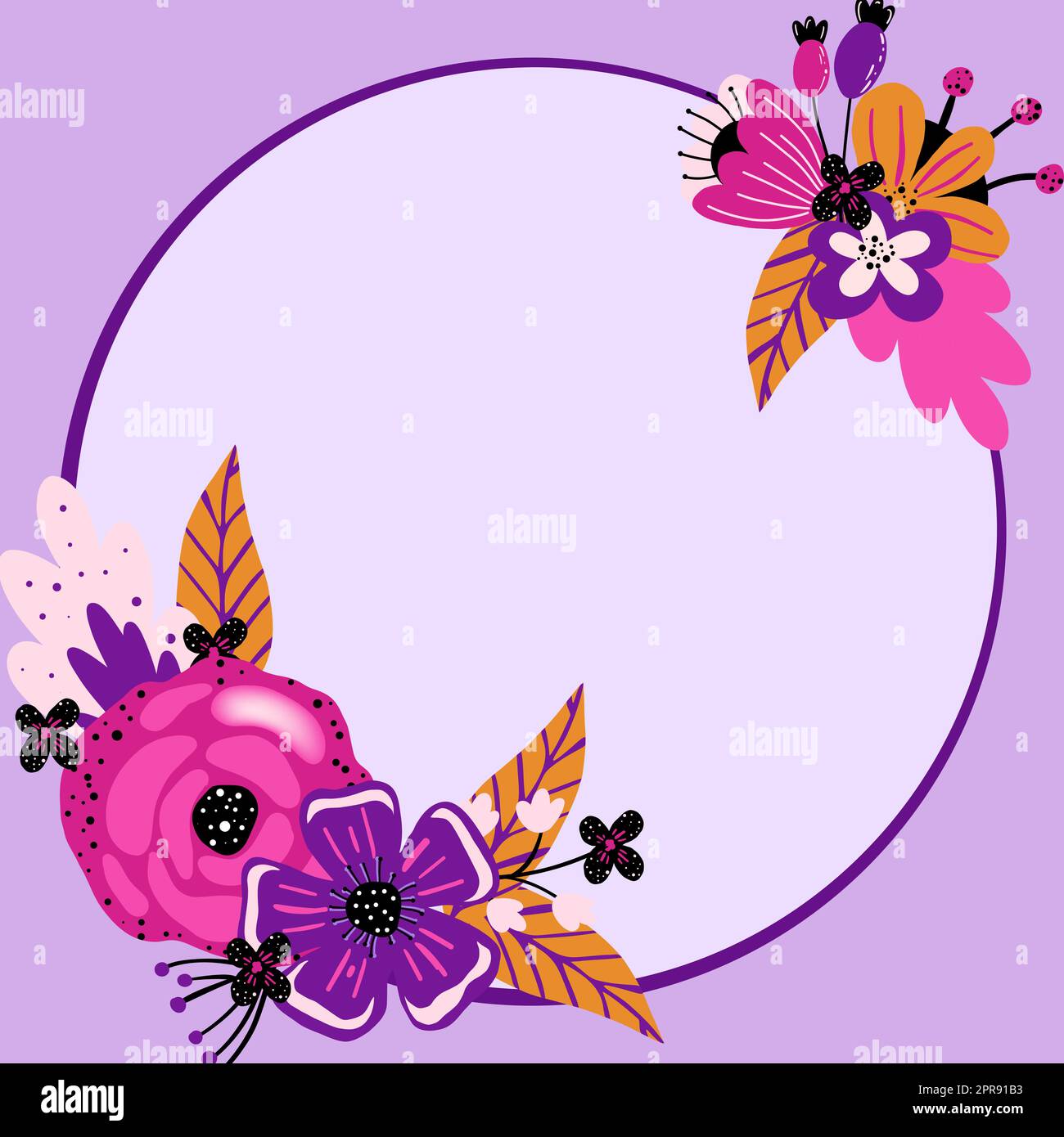 Text Frame Surrounded With Assorted Flowers Hearts And Leaves ...