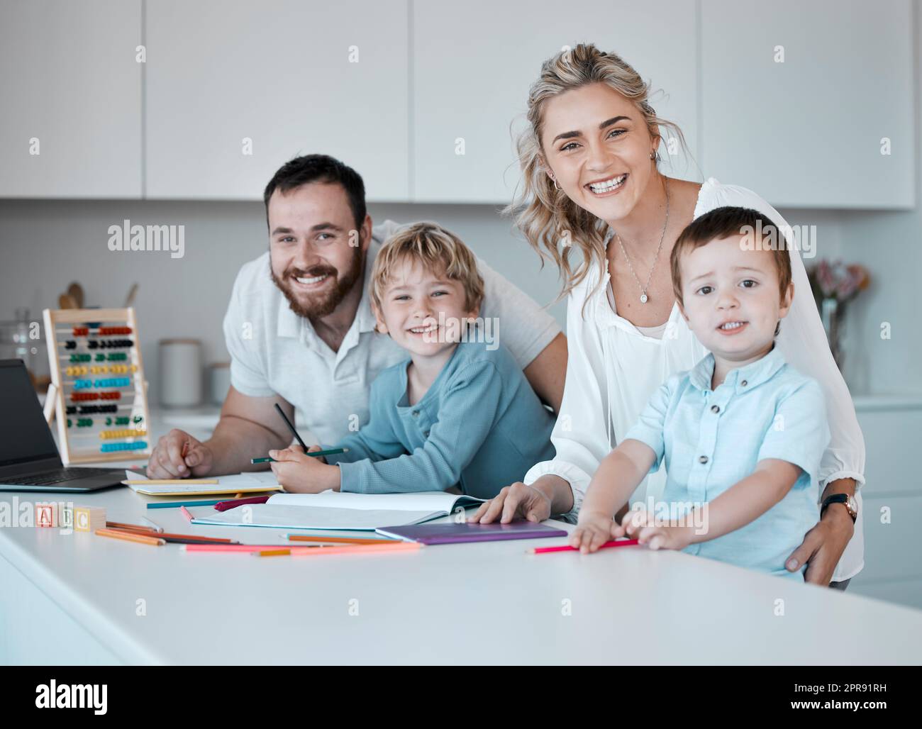 Young happy caucasian family having fun together at home. Loving ...