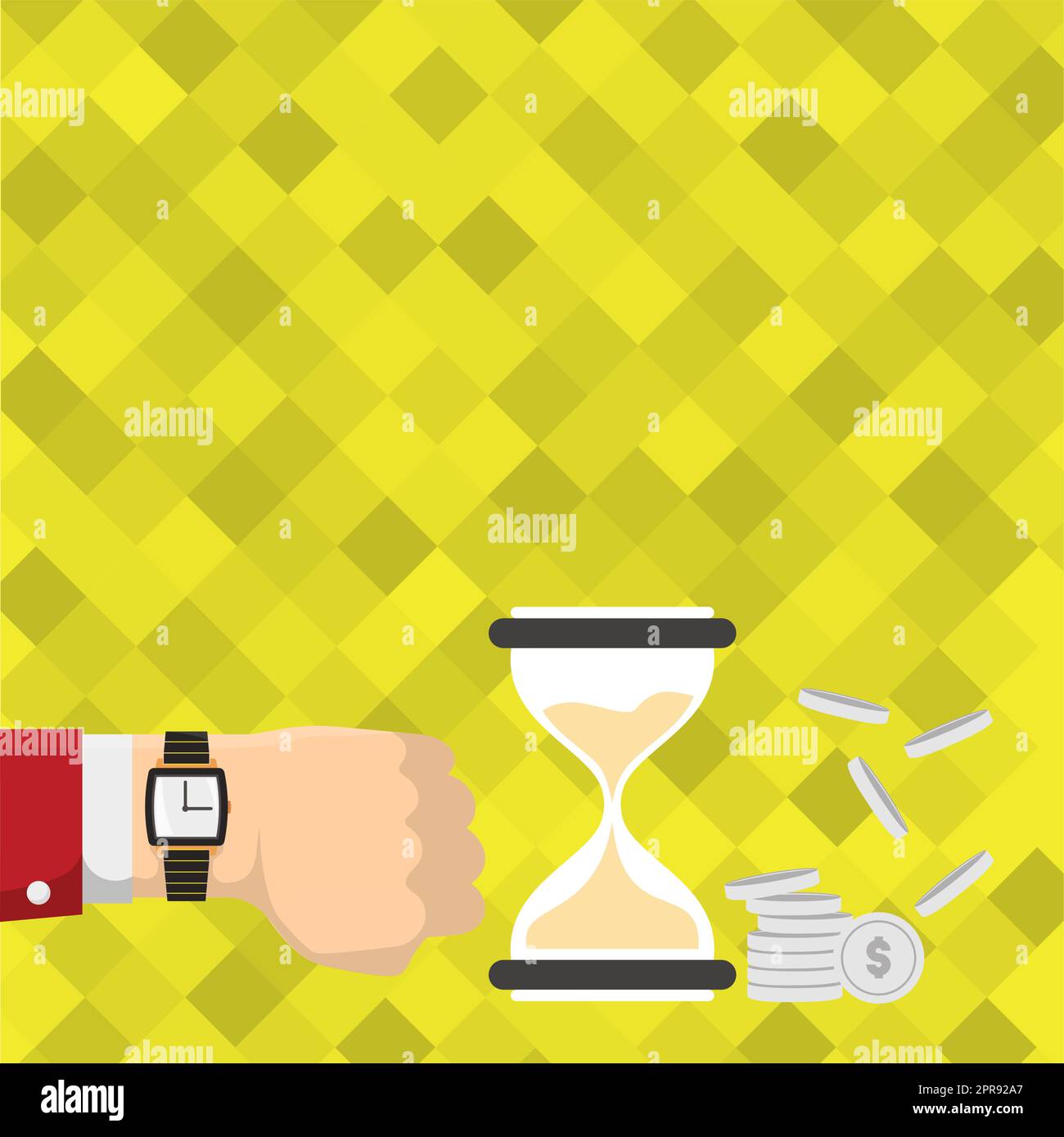 Businessman Using Wristwatch Around Hand Showing Hourglass Indicating ...