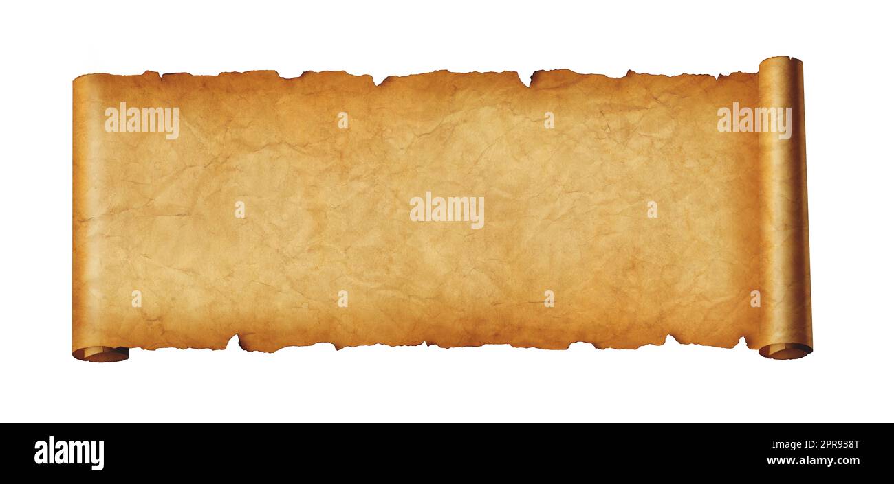 Old paper horizontal banner. Parchment scroll isolated on white Stock ...