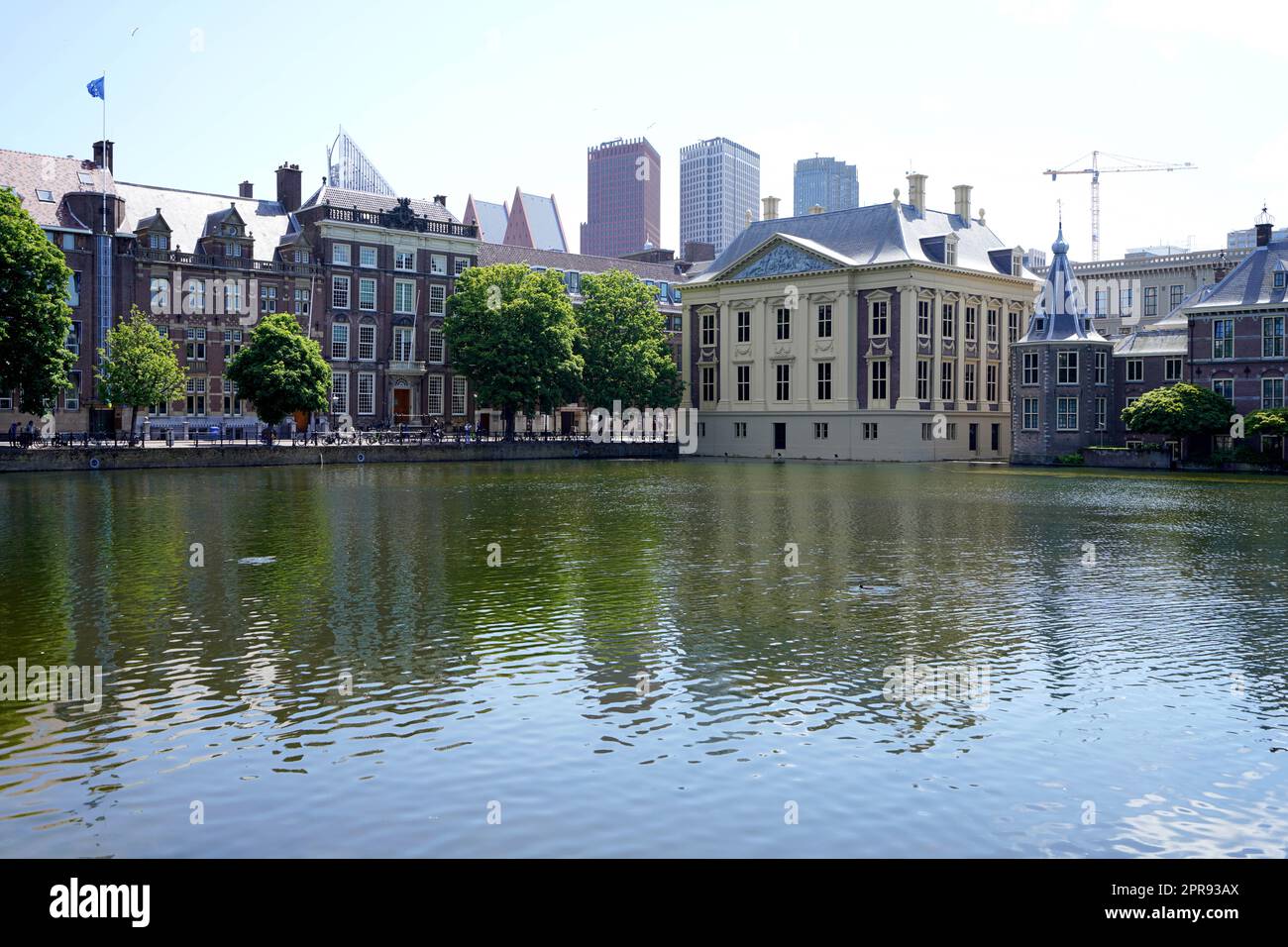 The Hague cityscape with Mauritshuis art museum on Hofvijver pond, The ...