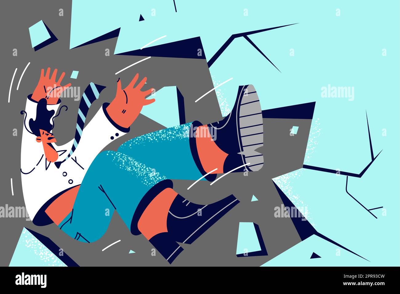Businessman falling from cliff experience business failure or loss ...