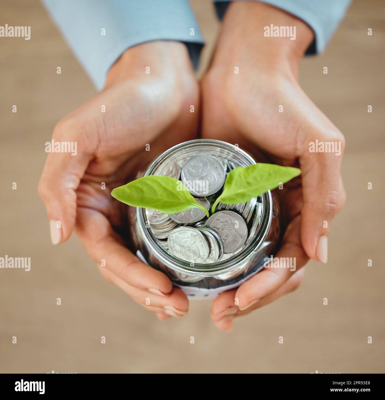 Glass jar money top view hi-res stock photography and images - Alamy