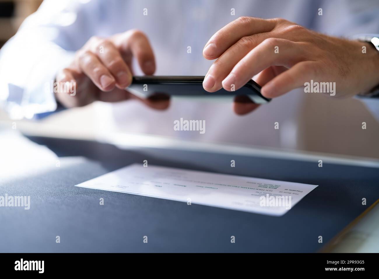 Remote Check Deposit Taking Photo Stock Photo - Alamy